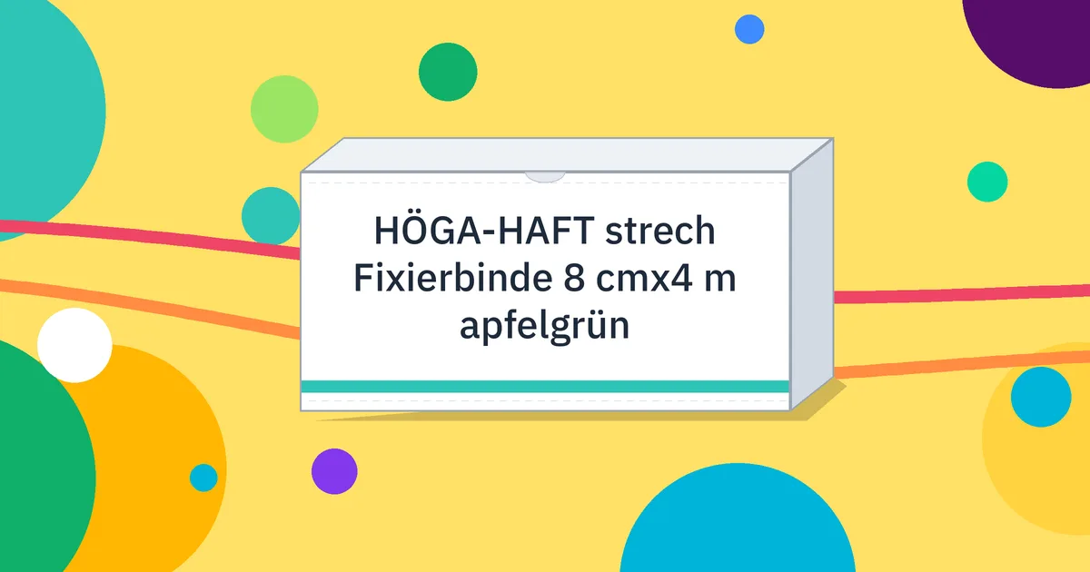 Symbolbild: Packung mit der Aufschrift HÖGA-HAFT strech Fixierbinde 8 cmx4 m apfelgrün (PZN 20032338) – Verfügbarkeit und Bezug in Apotheken in Frankfurt am Main