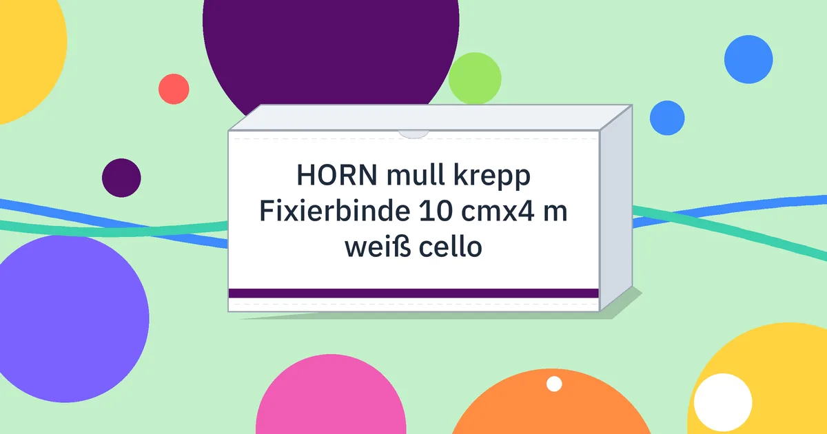 Symbolbild: Packung mit der Aufschrift HORN mull krepp Fixierbinde 10 cmx4 m weiß cello (PZN 04660609) – Verfügbarkeit und Bezug in Apotheken in Frankfurt am Main