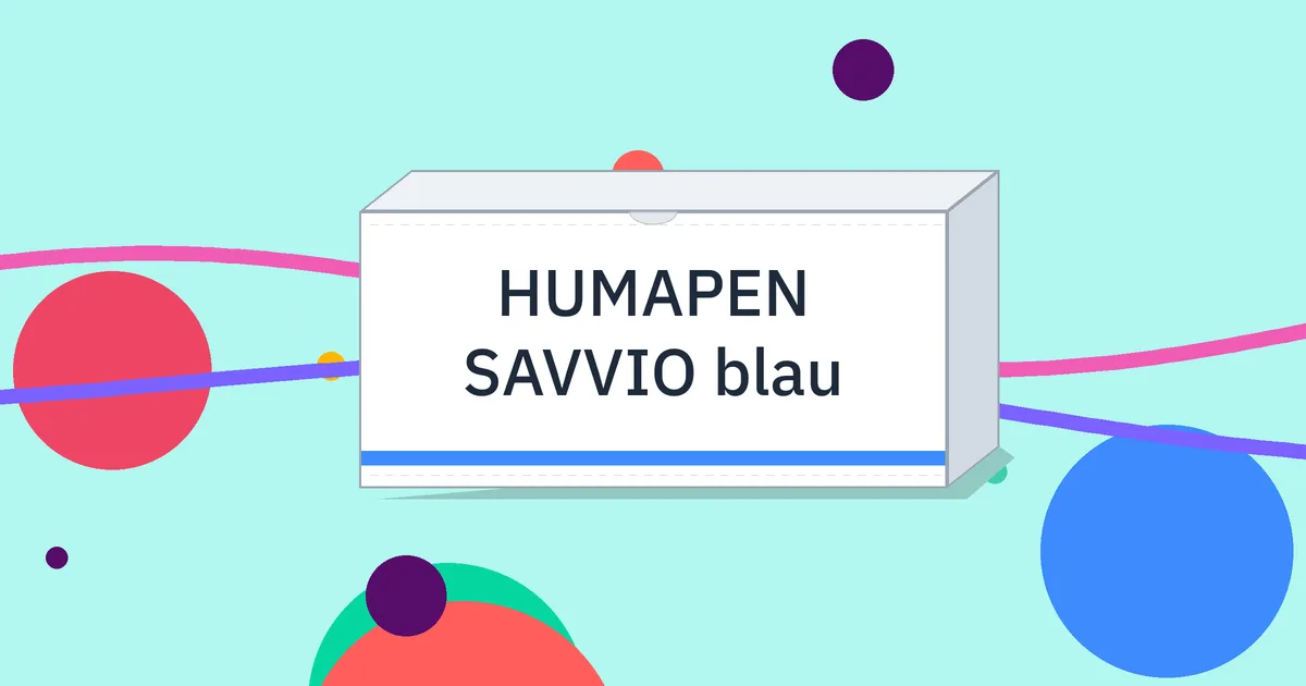 Symbolbild: Packung mit der Aufschrift HUMAPEN SAVVIO blau (PZN 13169321) – Verfügbarkeit und Bezug in Apotheken in Frankfurt am Main