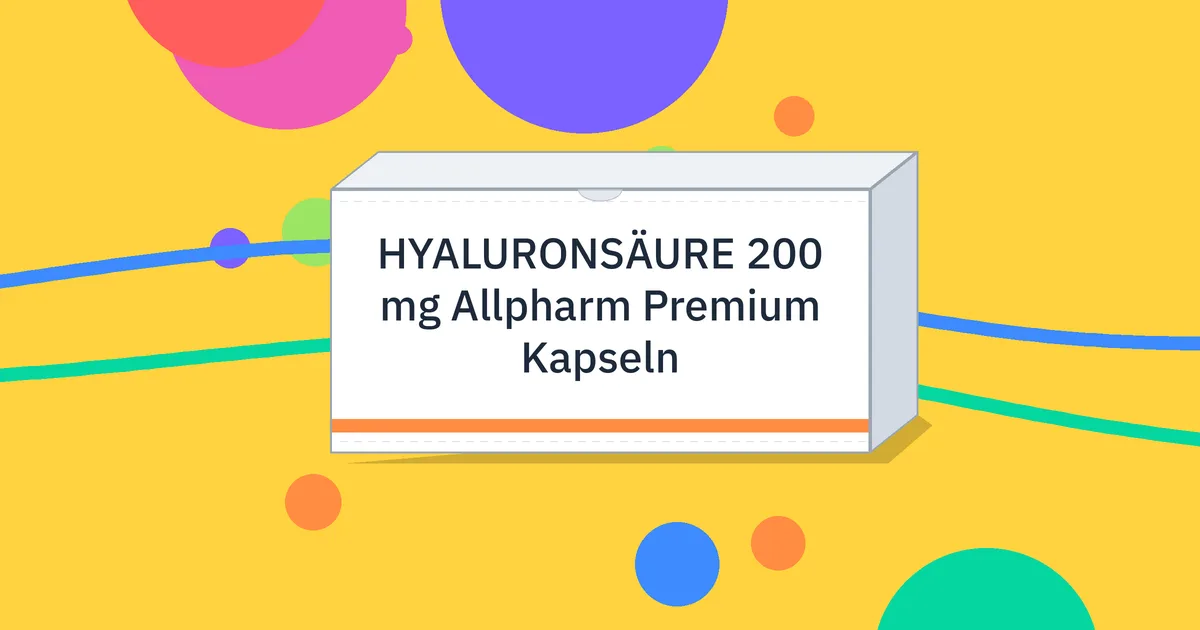 Symbolbild: Packung mit der Aufschrift HYALURONSÄURE 200 mg Allpharm Premium Kapseln (PZN 13978144) – Verfügbarkeit und Bezug in Apotheken in Frankfurt am Main