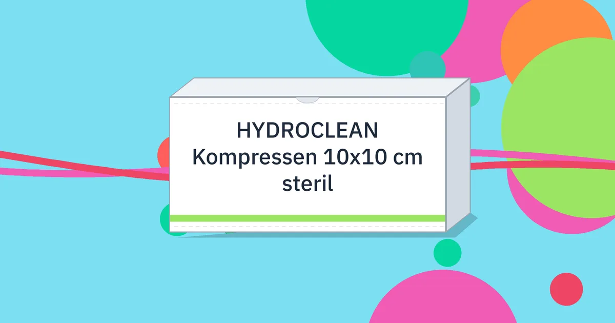Symbolbild: Packung mit der Aufschrift HYDROCLEAN Kompressen 10x10 cm steril (PZN 19701142) – Verfügbarkeit und Bezug in Apotheken in Frankfurt am Main