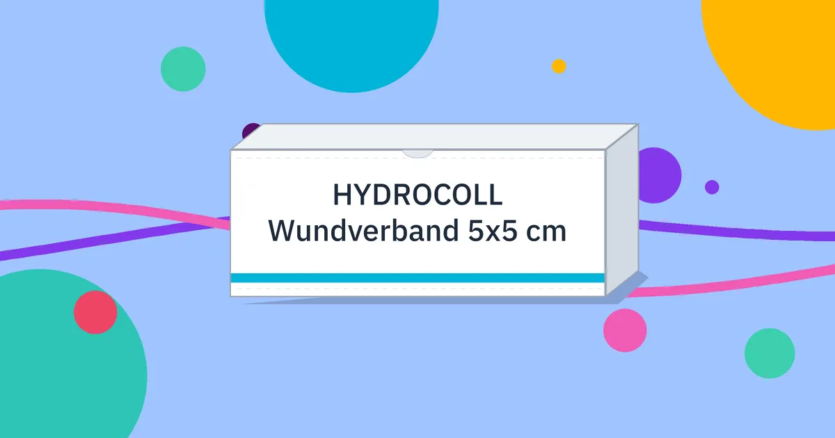 Symbolbild: Packung mit der Aufschrift HYDROCOLL Wundverband 5x5 cm (PZN 18125038) – Verfügbarkeit und Bezug in Apotheken in Frankfurt am Main