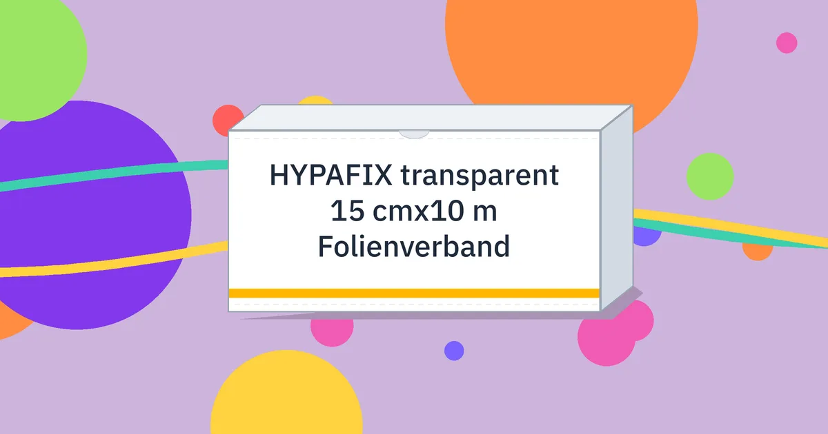 Symbolbild: Packung mit der Aufschrift HYPAFIX transparent 15 cmx10 m Folienverband (PZN 19194751) – Verfügbarkeit und Bezug in Apotheken in Frankfurt am Main