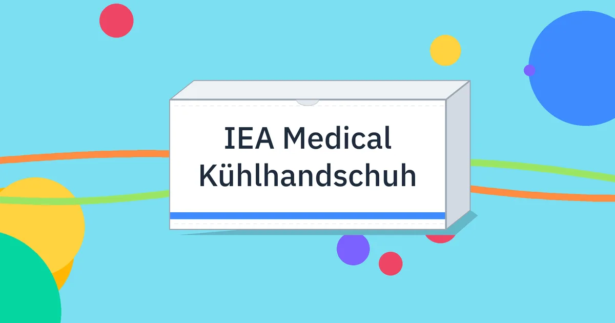 Symbolbild: Packung mit der Aufschrift IEA Medical Kühlhandschuh (PZN 20319608) – Verfügbarkeit und Bezug in Apotheken in Frankfurt am Main