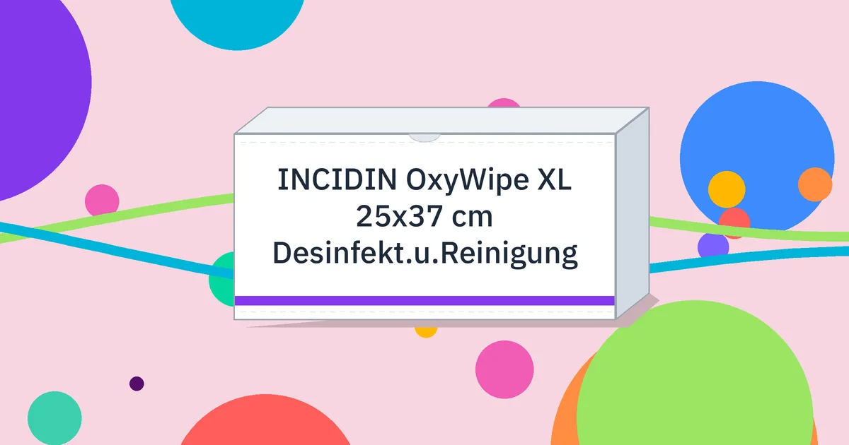 Symbolbild: Packung mit der Aufschrift INCIDIN OxyWipe XL 25x37 cm Desinfekt.u.Reinigung (PZN 13832009) – Verfügbarkeit und Bezug in Apotheken in Frankfurt am Main
