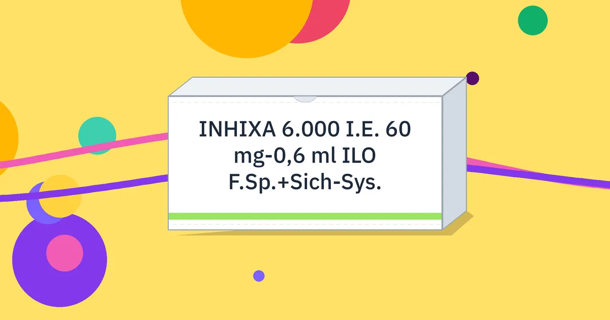 Symbolbild: Packung mit der Aufschrift INHIXA 6.000 I.E. 60 mg-0,6 ml ILO F.Sp.+Sich-Sys. (PZN 17836116) – Verfügbarkeit und Bezug in Apotheken in Frankfurt am Main