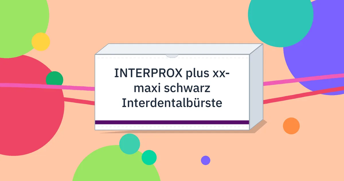 Symbolbild: Packung mit der Aufschrift INTERPROX plus xx-maxi schwarz Interdentalbürste (PZN 11006419) – Verfügbarkeit und Bezug in Apotheken in Frankfurt am Main