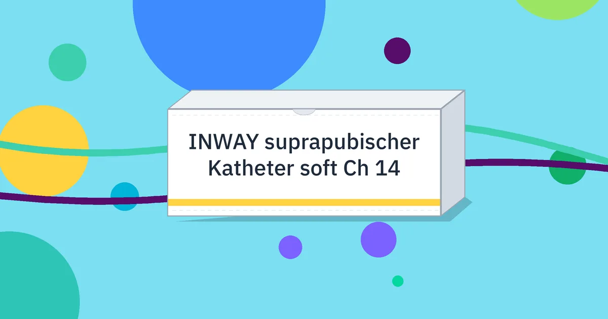 Symbolbild: Packung mit der Aufschrift INWAY suprapubischer Katheter soft Ch 14 (PZN 09736300) – Verfügbarkeit und Bezug in Apotheken in Frankfurt am Main