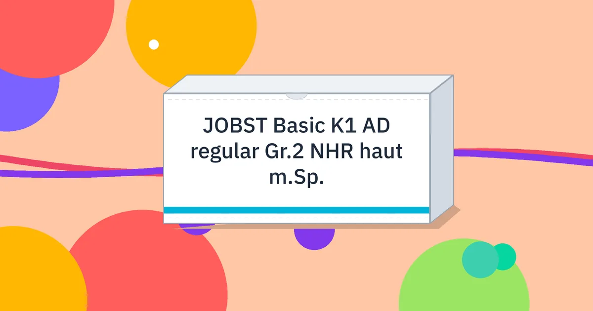 Symbolbild: Packung mit der Aufschrift JOBST Basic K1 AD regular Gr.2 NHR haut m.Sp. (PZN 15312828) – Verfügbarkeit und Bezug in Apotheken in Frankfurt am Main