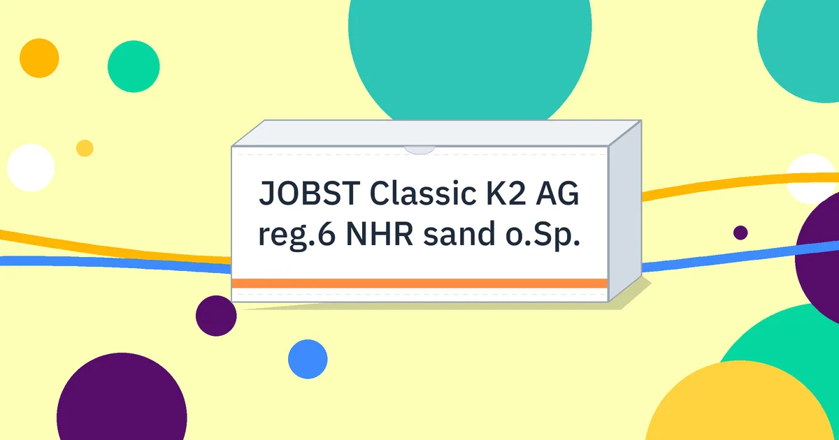 Symbolbild: Packung mit der Aufschrift JOBST Classic K2 AG reg.6 NHR sand o.Sp. (PZN 11271883) – Verfügbarkeit und Bezug in Apotheken in Frankfurt am Main