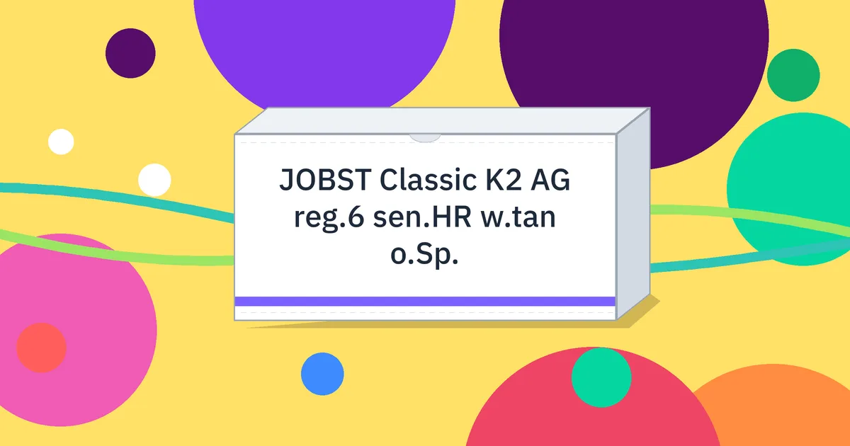 Symbolbild: Packung mit der Aufschrift JOBST Classic K2 AG reg.6 sen.HR w.tan o.Sp. (PZN 17960603) – Verfügbarkeit und Bezug in Apotheken in Frankfurt am Main