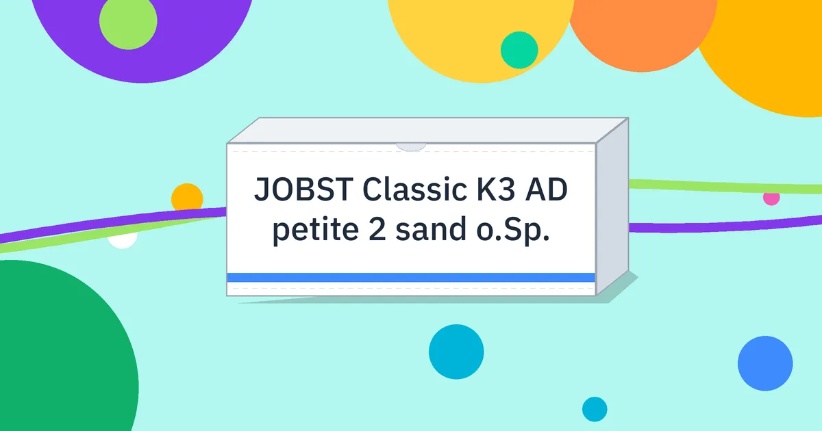 Symbolbild: Packung mit der Aufschrift JOBST Classic K3 AD petite 2 sand o.Sp. (PZN 13070545) – Verfügbarkeit und Bezug in Apotheken in Frankfurt am Main