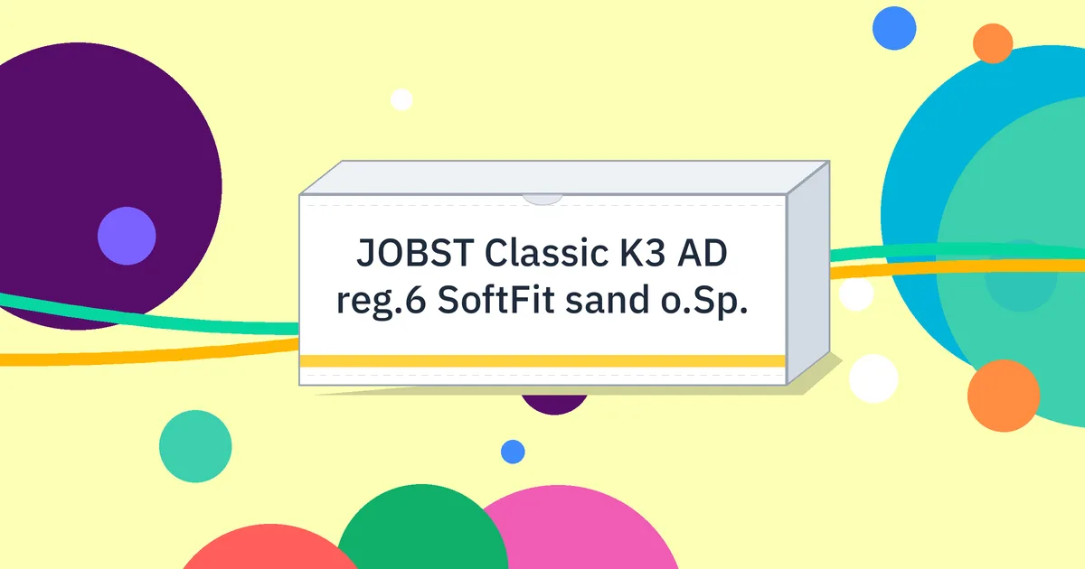 Symbolbild: Packung mit der Aufschrift JOBST Classic K3 AD reg.6 SoftFit sand o.Sp. (PZN 14223850) – Verfügbarkeit und Bezug in Apotheken in Frankfurt am Main