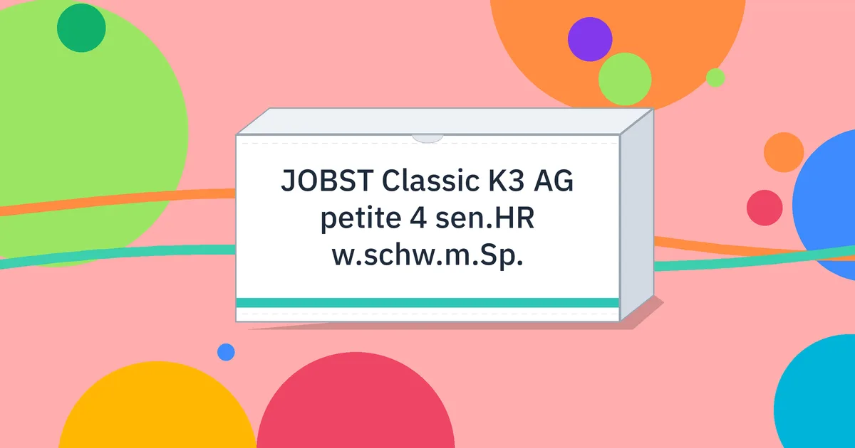 Symbolbild: Packung mit der Aufschrift JOBST Classic K3 AG petite 4 sen.HR w.schw.m.Sp. (PZN 17956955) – Verfügbarkeit und Bezug in Apotheken in Frankfurt am Main