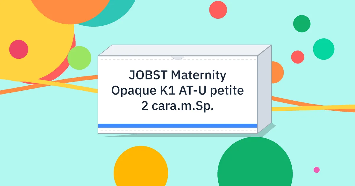 Symbolbild: Packung mit der Aufschrift JOBST Maternity Opaque K1 AT-U petite 2 cara.m.Sp. (PZN 15850709) – Verfügbarkeit und Bezug in Apotheken in Frankfurt am Main