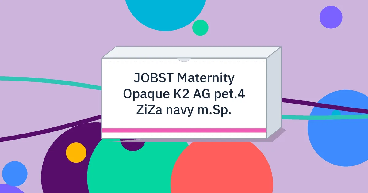 Symbolbild: Packung mit der Aufschrift JOBST Maternity Opaque K2 AG pet.4 ZiZa navy m.Sp. (PZN 15860820) – Verfügbarkeit und Bezug in Apotheken in Frankfurt am Main