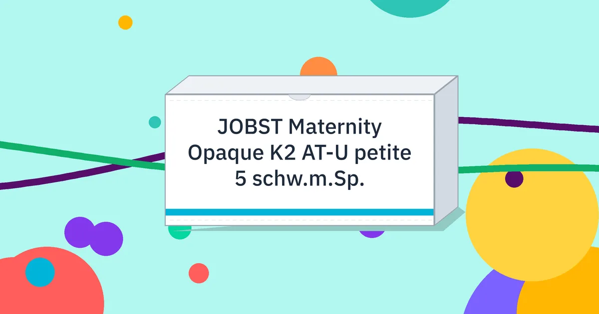 Symbolbild: Packung mit der Aufschrift JOBST Maternity Opaque K2 AT-U petite 5 schw.m.Sp. (PZN 15854268) – Verfügbarkeit und Bezug in Apotheken in Frankfurt am Main