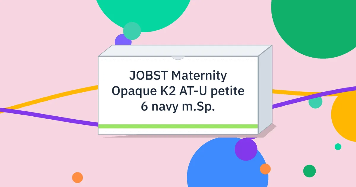 Symbolbild: Packung mit der Aufschrift JOBST Maternity Opaque K2 AT-U petite 6 navy m.Sp. (PZN 15861305) – Verfügbarkeit und Bezug in Apotheken in Frankfurt am Main