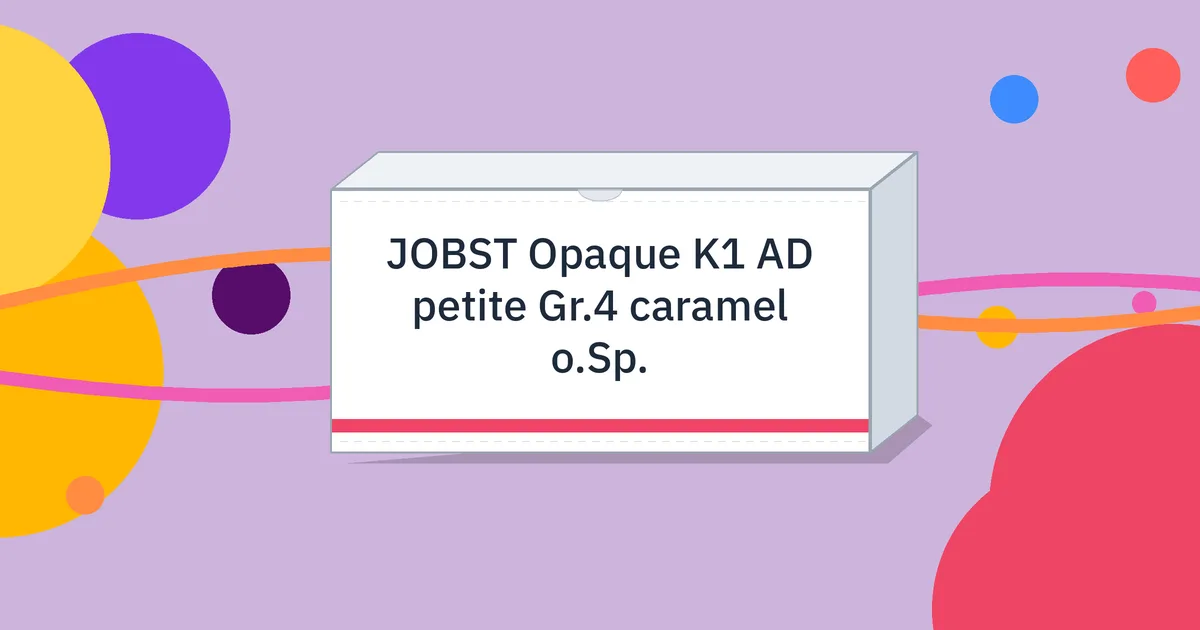 Symbolbild: Packung mit der Aufschrift JOBST Opaque K1 AD petite Gr.4 caramel o.Sp. (PZN 13079865) – Verfügbarkeit und Bezug in Apotheken in Frankfurt am Main
