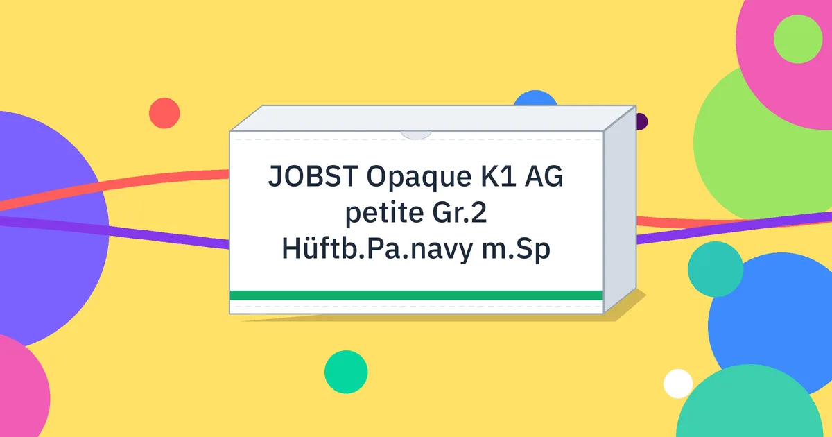 Symbolbild: Packung mit der Aufschrift JOBST Opaque K1 AG petite Gr.2 Hüftb.Pa.navy m.Sp (PZN 13098319) – Verfügbarkeit und Bezug in Apotheken in Frankfurt am Main