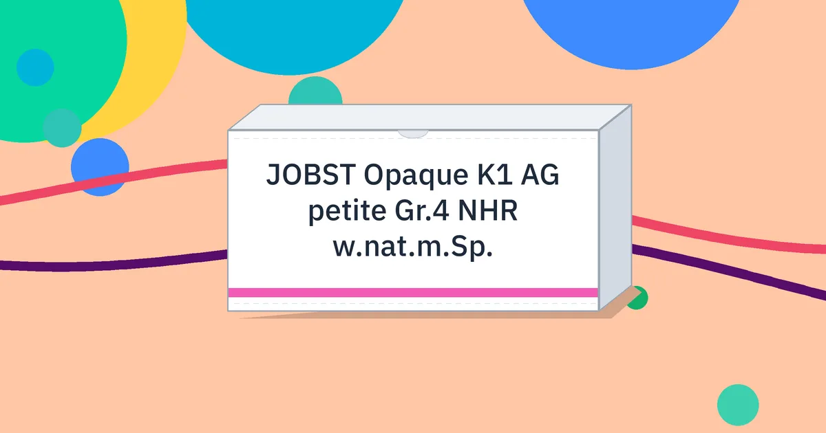 Symbolbild: Packung mit der Aufschrift JOBST Opaque K1 AG petite Gr.4 NHR w.nat.m.Sp. (PZN 13085067) – Verfügbarkeit und Bezug in Apotheken in Frankfurt am Main