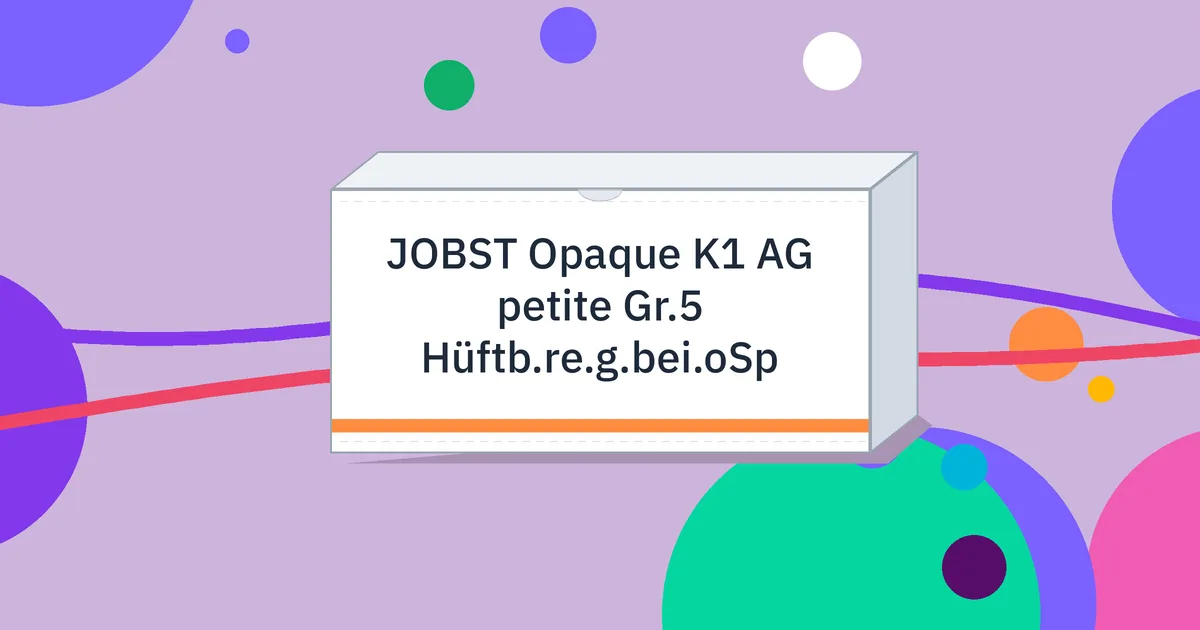 Symbolbild: Packung mit der Aufschrift JOBST Opaque K1 AG petite Gr.5 Hüftb.re.g.bei.oSp (PZN 16273289) – Verfügbarkeit und Bezug in Apotheken in Frankfurt am Main