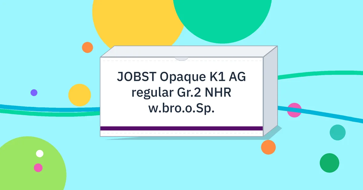 Symbolbild: Packung mit der Aufschrift JOBST Opaque K1 AG regular Gr.2 NHR w.bro.o.Sp. (PZN 13095410) – Verfügbarkeit und Bezug in Apotheken in Frankfurt am Main