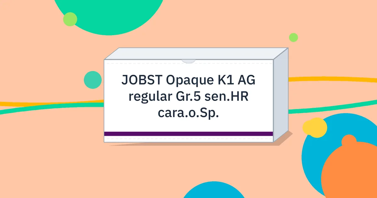 Symbolbild: Packung mit der Aufschrift JOBST Opaque K1 AG regular Gr.5 sen.HR cara.o.Sp. (PZN 13095976) – Verfügbarkeit und Bezug in Apotheken in Frankfurt am Main