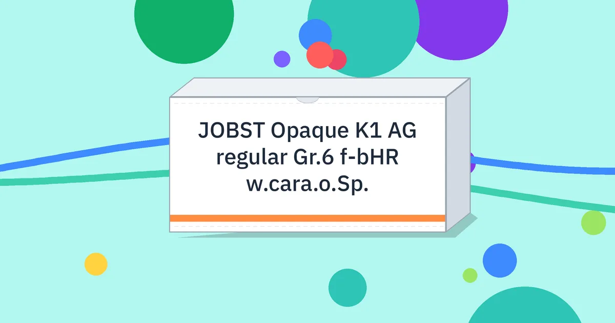 Symbolbild: Packung mit der Aufschrift JOBST Opaque K1 AG regular Gr.6 f-bHR w.cara.o.Sp. (PZN 13160550) – Verfügbarkeit und Bezug in Apotheken in Frankfurt am Main