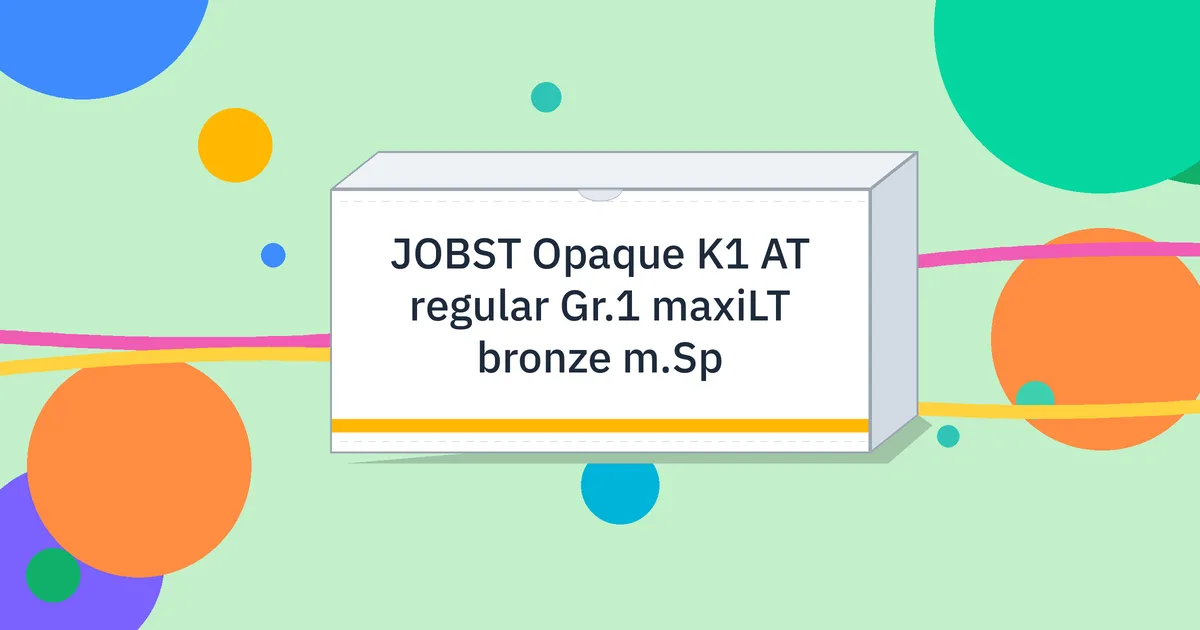Symbolbild: Packung mit der Aufschrift JOBST Opaque K1 AT regular Gr.1 maxiLT bronze m.Sp (PZN 13105841) – Verfügbarkeit und Bezug in Apotheken in Frankfurt am Main
