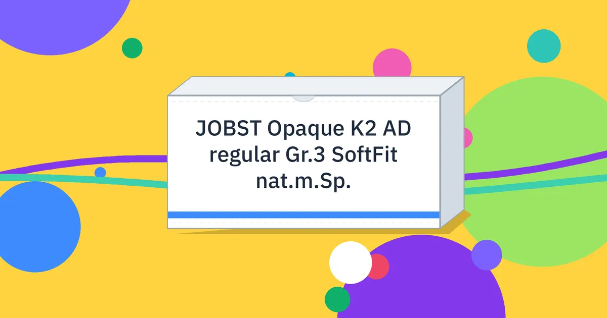 Symbolbild: Packung mit der Aufschrift JOBST Opaque K2 AD regular Gr.3 SoftFit nat.m.Sp. (PZN 11250102) – Verfügbarkeit und Bezug in Apotheken in Frankfurt am Main