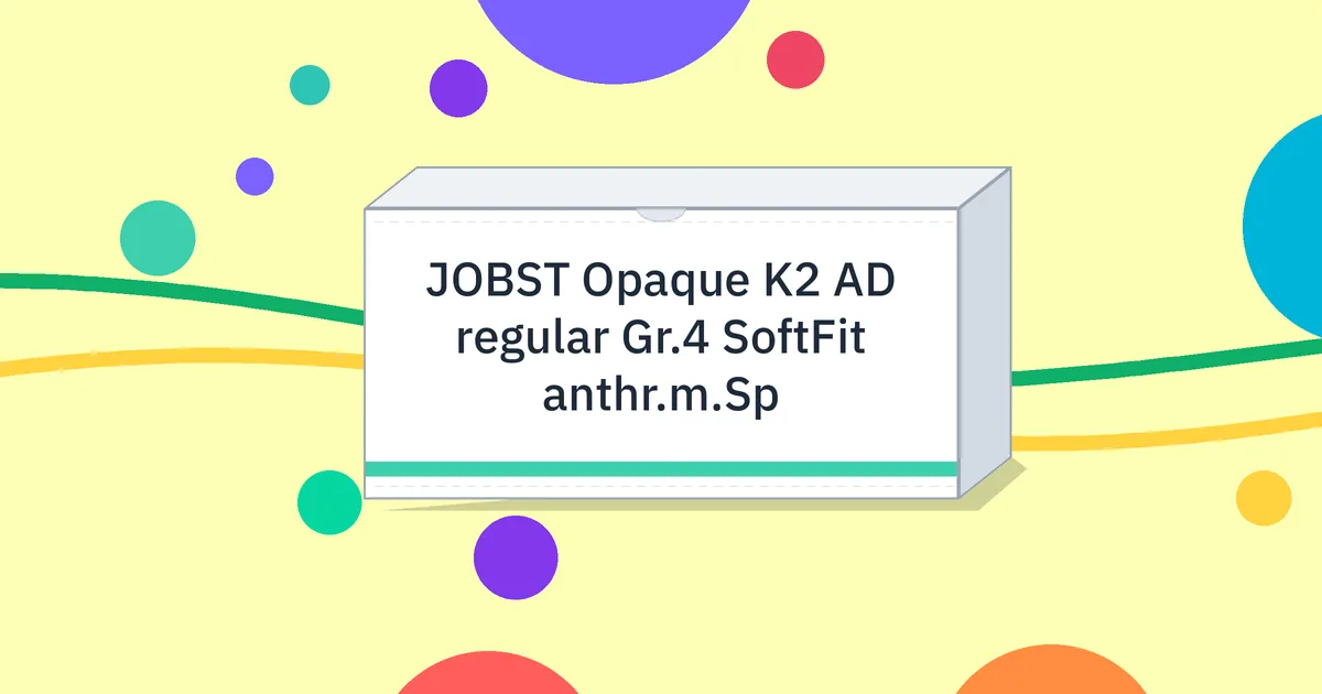 Symbolbild: Packung mit der Aufschrift JOBST Opaque K2 AD regular Gr.4 SoftFit anthr.m.Sp (PZN 16277382) – Verfügbarkeit und Bezug in Apotheken in Frankfurt am Main