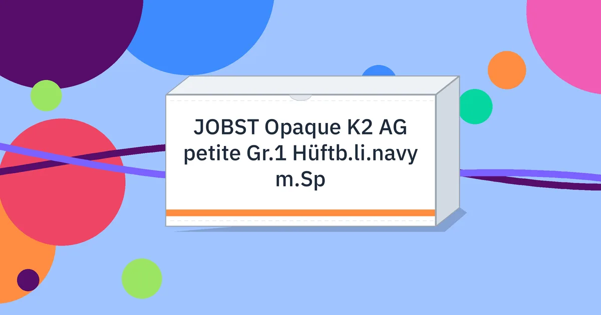 Symbolbild: Packung mit der Aufschrift JOBST Opaque K2 AG petite Gr.1 Hüftb.li.navy m.Sp (PZN 13113585) – Verfügbarkeit und Bezug in Apotheken in Frankfurt am Main
