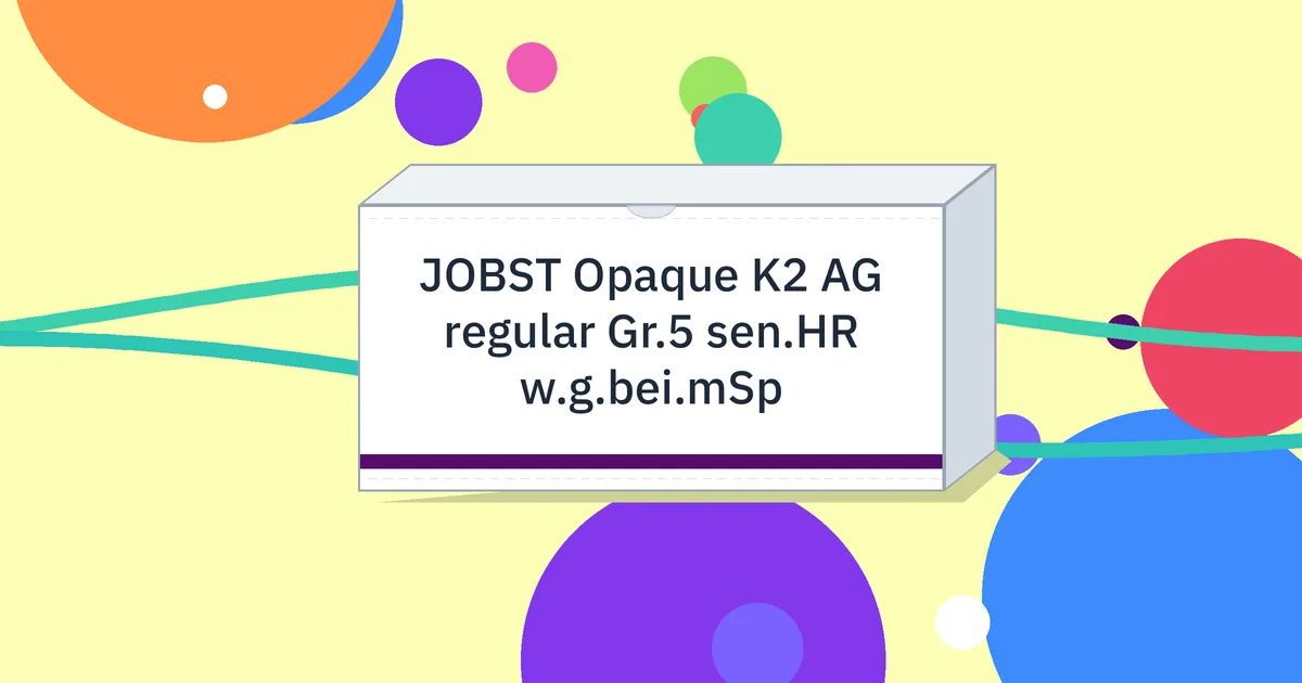 Symbolbild: Packung mit der Aufschrift JOBST Opaque K2 AG regular Gr.5 sen.HR w.g.bei.mSp (PZN 16280763) – Verfügbarkeit und Bezug in Apotheken in Frankfurt am Main