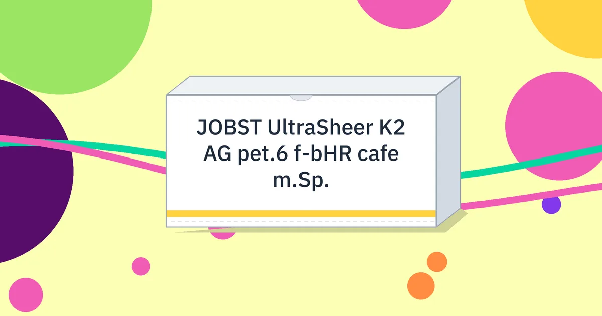 Symbolbild: Packung mit der Aufschrift JOBST UltraSheer K2 AG pet.6 f-bHR cafe m.Sp. (PZN 13162098) – Verfügbarkeit und Bezug in Apotheken in Frankfurt am Main