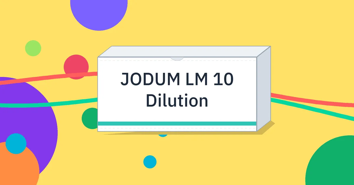Symbolbild: Packung mit der Aufschrift JODUM LM 10 Dilution (PZN 12915673) – Verfügbarkeit und Bezug in Apotheken in Frankfurt am Main