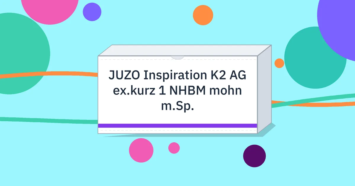 Symbolbild: Packung mit der Aufschrift JUZO Inspiration K2 AG ex.kurz 1 NHBM mohn m.Sp. (PZN 14924096) – Verfügbarkeit und Bezug in Apotheken in Frankfurt am Main