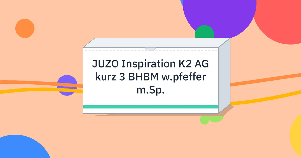 Symbolbild: Packung mit der Aufschrift JUZO Inspiration K2 AG kurz 3 BHBM w.pfeffer m.Sp. (PZN 14883121) – Verfügbarkeit und Bezug in Apotheken in Frankfurt am Main