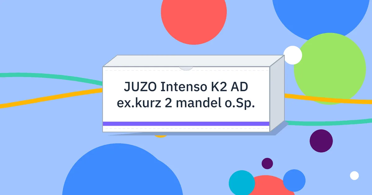 Symbolbild: Packung mit der Aufschrift JUZO Intenso K2 AD ex.kurz 2 mandel o.Sp. (PZN 18618746) – Verfügbarkeit und Bezug in Apotheken in Frankfurt am Main