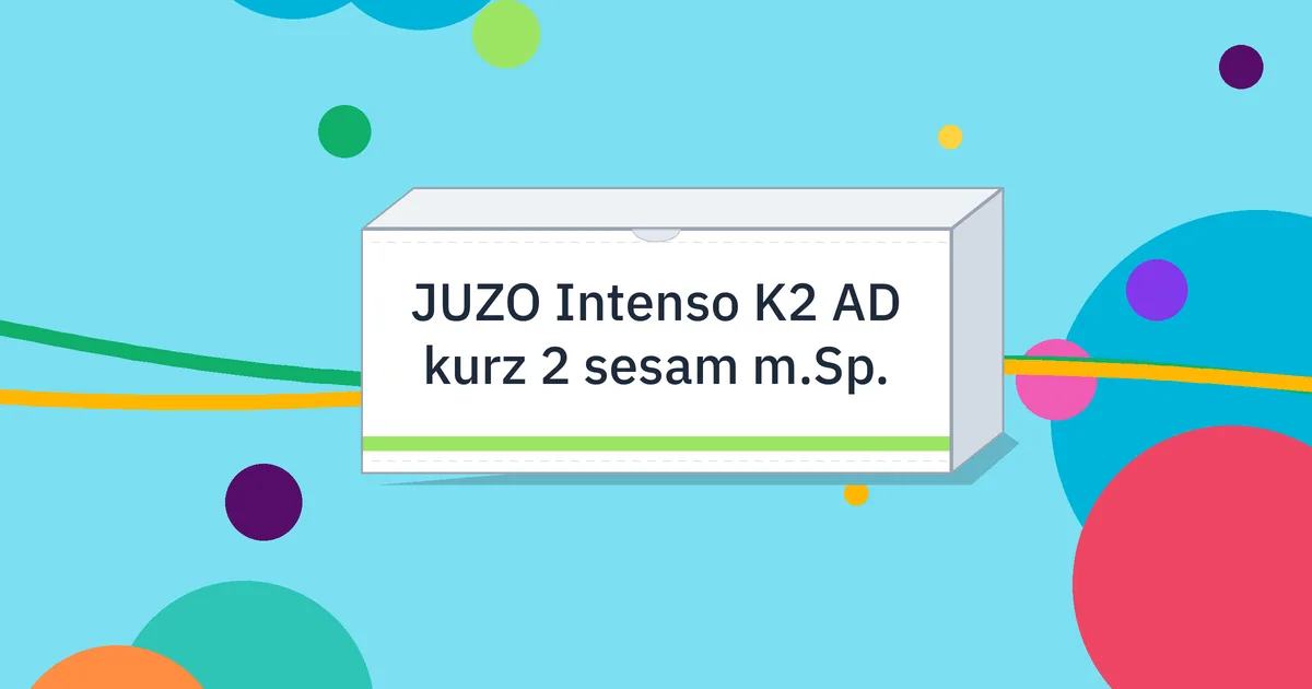 Symbolbild: Packung mit der Aufschrift JUZO Intenso K2 AD kurz 2 sesam m.Sp. (PZN 18607435) – Verfügbarkeit und Bezug in Apotheken in Frankfurt am Main