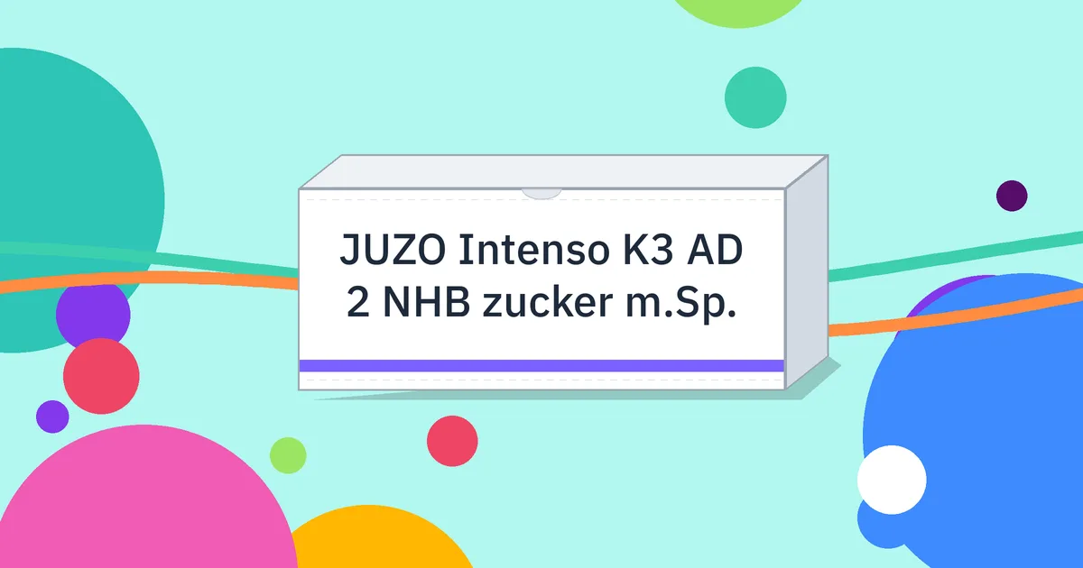 Symbolbild: Packung mit der Aufschrift JUZO Intenso K3 AD 2 NHB zucker m.Sp. (PZN 18630641) – Verfügbarkeit und Bezug in Apotheken in Frankfurt am Main