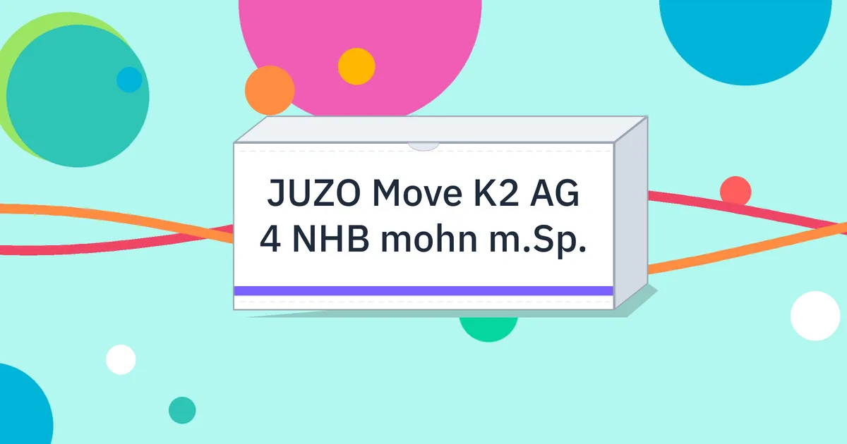 Symbolbild: Packung mit der Aufschrift JUZO Move K2 AG 4 NHB mohn m.Sp. (PZN 18555402) – Verfügbarkeit und Bezug in Apotheken in Frankfurt am Main