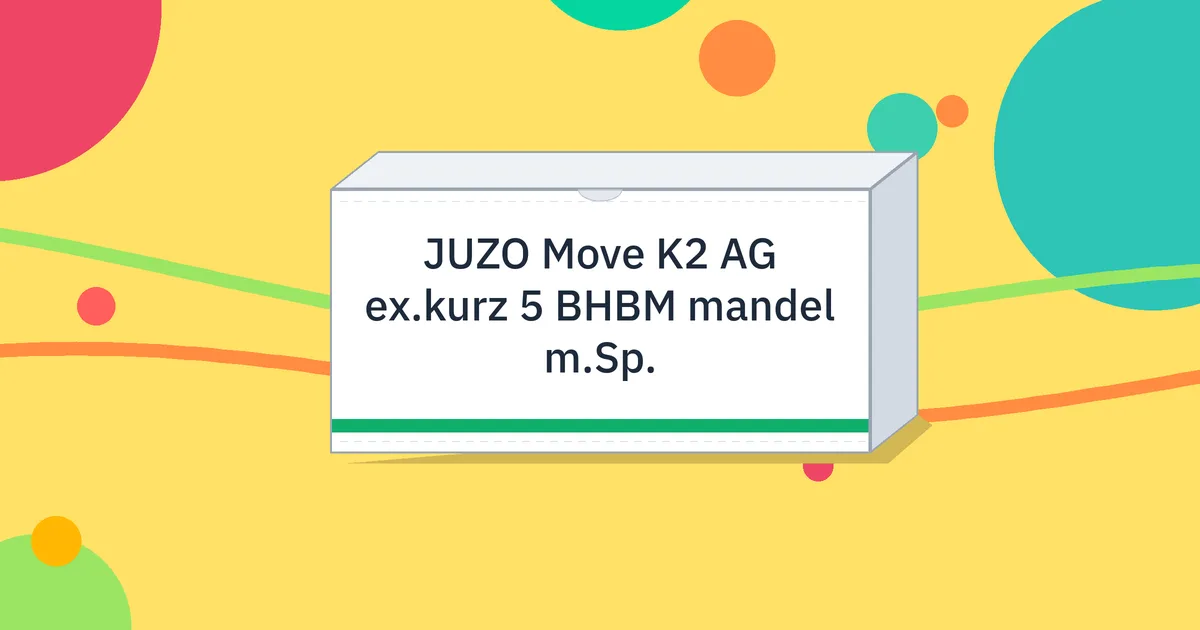 Symbolbild: Packung mit der Aufschrift JUZO Move K2 AG ex.kurz 5 BHBM mandel m.Sp. (PZN 16647956) – Verfügbarkeit und Bezug in Apotheken in Frankfurt am Main