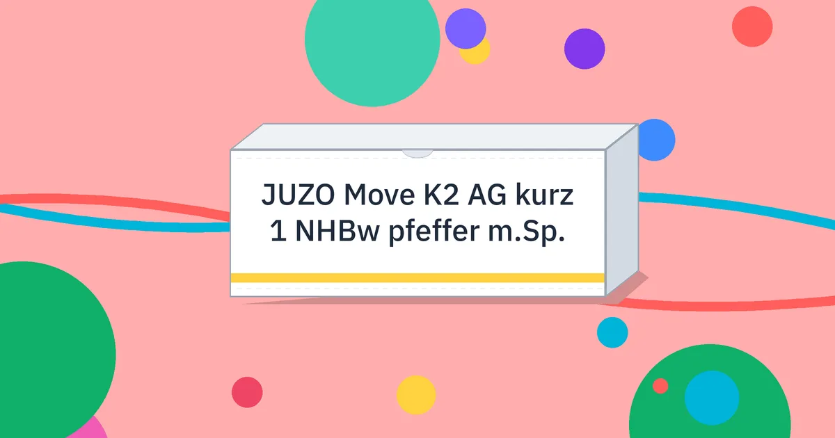 Symbolbild: Packung mit der Aufschrift JUZO Move K2 AG kurz 1 NHBw pfeffer m.Sp. (PZN 16640523) – Verfügbarkeit und Bezug in Apotheken in Frankfurt am Main