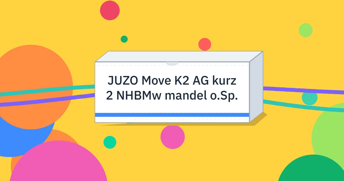 Symbolbild: Packung mit der Aufschrift JUZO Move K2 AG kurz 2 NHBMw mandel o.Sp. (PZN 16644691) – Verfügbarkeit und Bezug in Apotheken in Frankfurt am Main