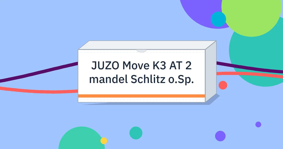 Symbolbild: Packung mit der Aufschrift JUZO Move K3 AT 2 mandel Schlitz o.Sp. (PZN 20679643) – Verfügbarkeit und Bezug in Apotheken in Frankfurt am Main