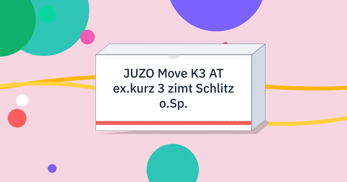 Symbolbild: Packung mit der Aufschrift JUZO Move K3 AT ex.kurz 3 zimt Schlitz o.Sp. (PZN 20682510) – Verfügbarkeit und Bezug in Apotheken in Frankfurt am Main