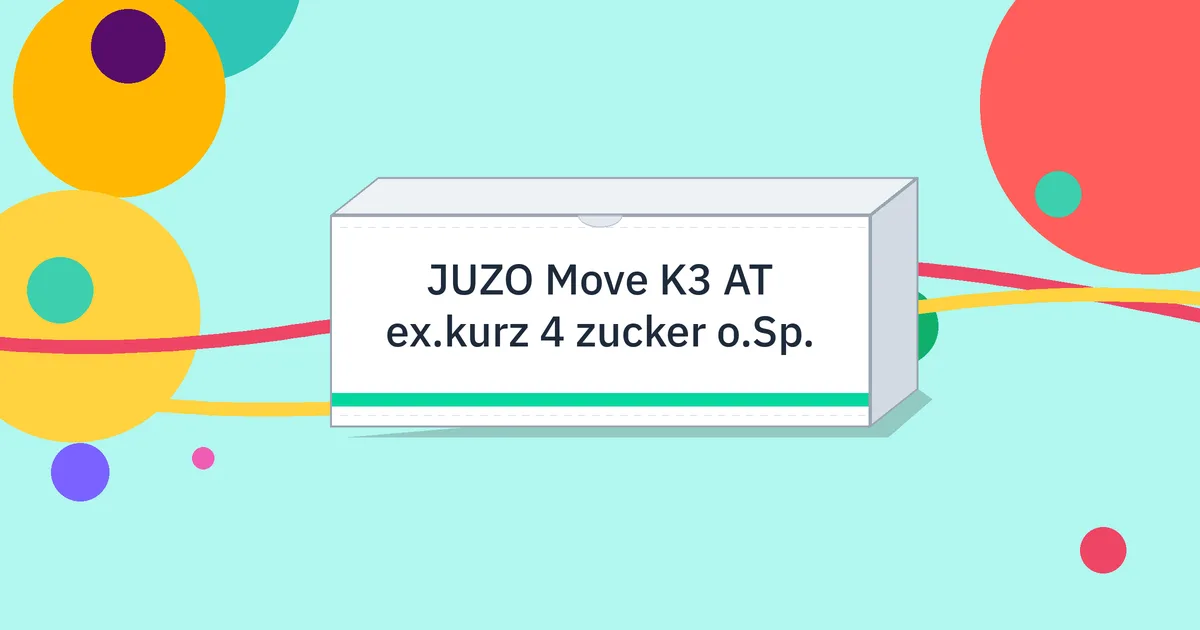 Symbolbild: Packung mit der Aufschrift JUZO Move K3 AT ex.kurz 4 zucker o.Sp. (PZN 20681344) – Verfügbarkeit und Bezug in Apotheken in Frankfurt am Main