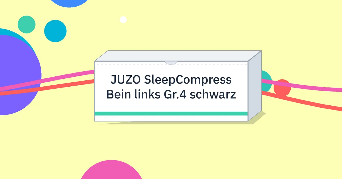 Symbolbild: Packung mit der Aufschrift JUZO SleepCompress Bein links Gr.4 schwarz (PZN 19622661) – Verfügbarkeit und Bezug in Apotheken in Frankfurt am Main