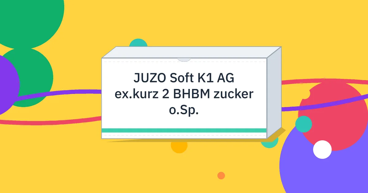 Symbolbild: Packung mit der Aufschrift JUZO Soft K1 AG ex.kurz 2 BHBM zucker o.Sp. (PZN 14858028) – Verfügbarkeit und Bezug in Apotheken in Frankfurt am Main